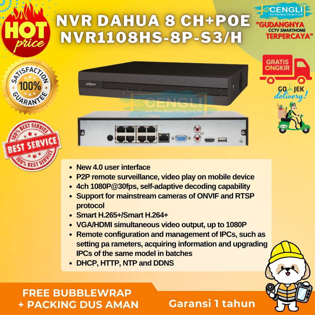 Jual NVR Dahua 8 Channel POE DHI-NVR1108HS-8P-S3/H 8 PORT POE | Shopee Indonesia