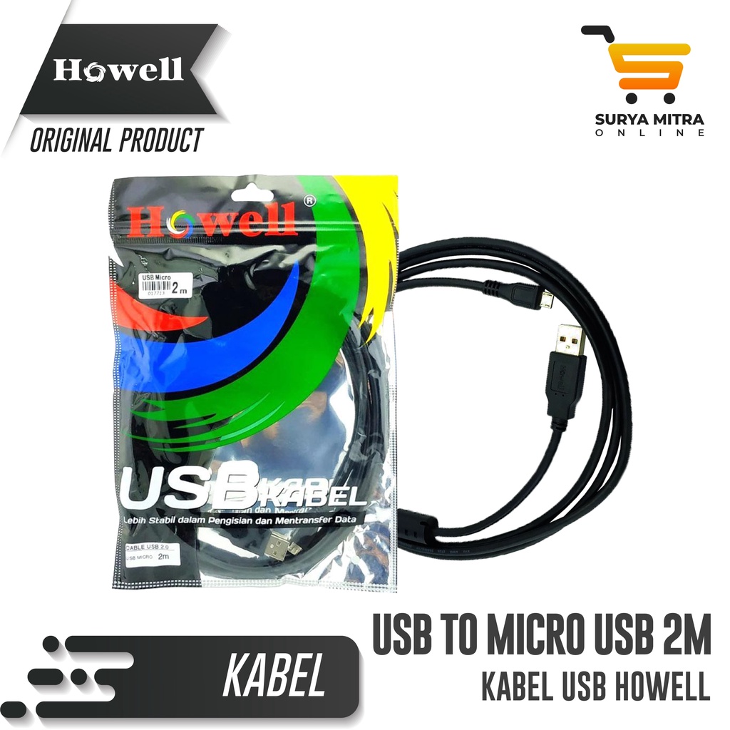 Jual Kabel USB to Micro USB 2 Meter Howell / Kabel Data USB to Micro ...