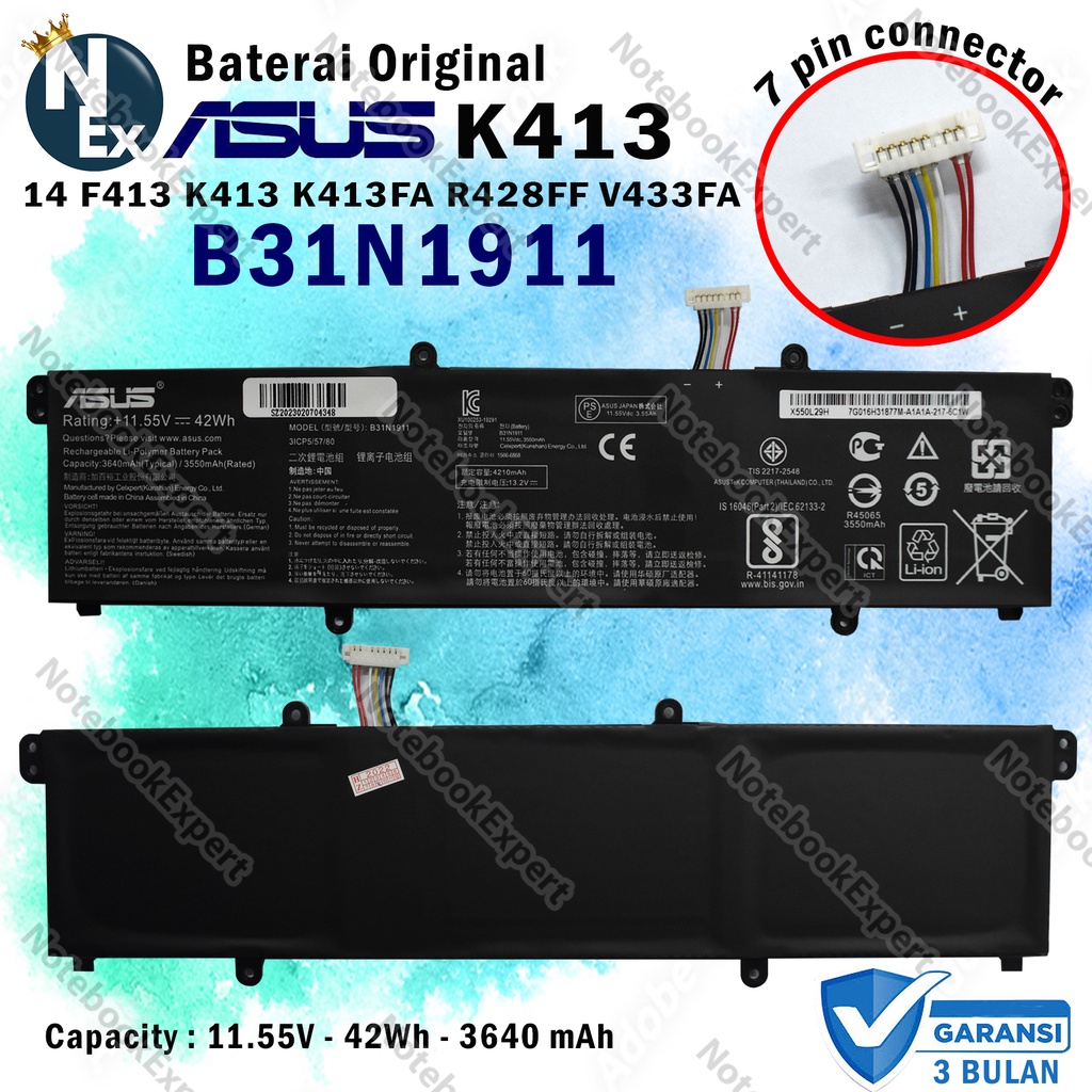 Jual Baterai Asus VivoBook 14 F413 K413 K413FA R428FF V433FA ( B31N1911 ) | Shopee Indonesia
