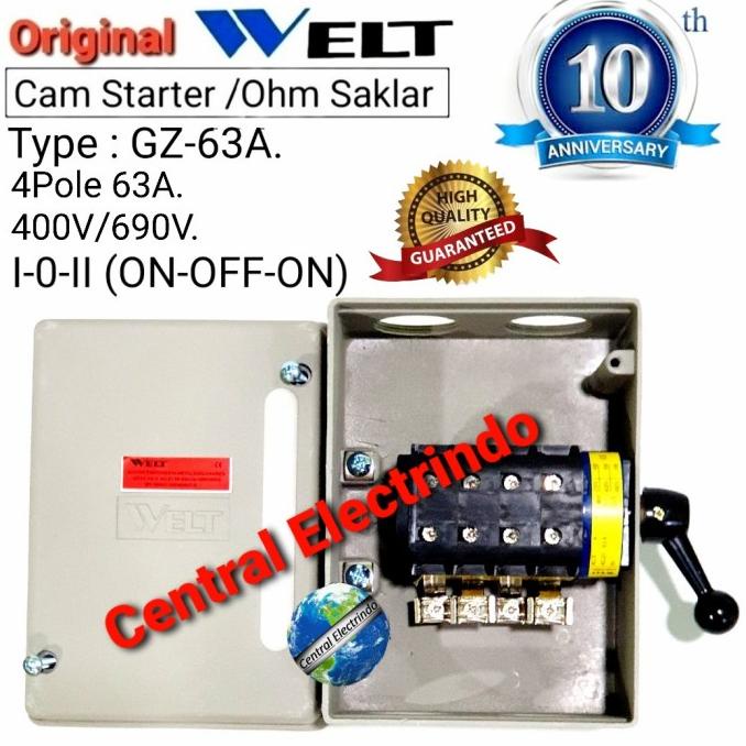 Jual Cam Starter Ohm Saklar 4P GZ-63A 13.000Watt I-0-II (ON-OFF-ON) WELT. | Shopee Indonesia