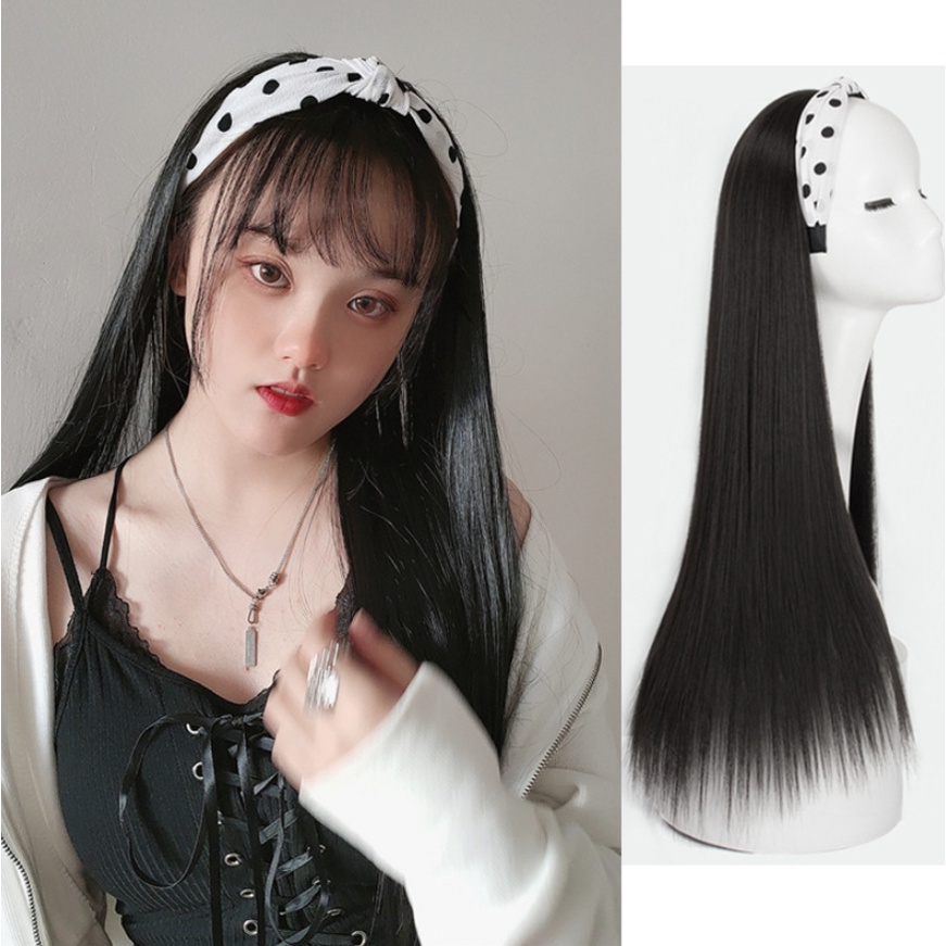 Jual Bando Wig Perempuan Rambut Palsu Wanita Wig Bando Wanita Panjang ...