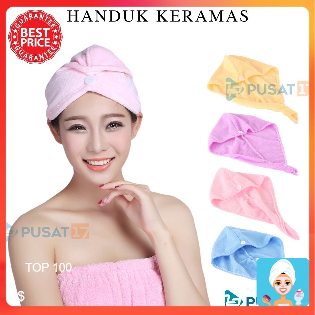 Jual HANDUK KERAMAS Mandi Microfiber/ Handuk Rambut Magic Handuk Kepala / Topi Keramas Mandi ...