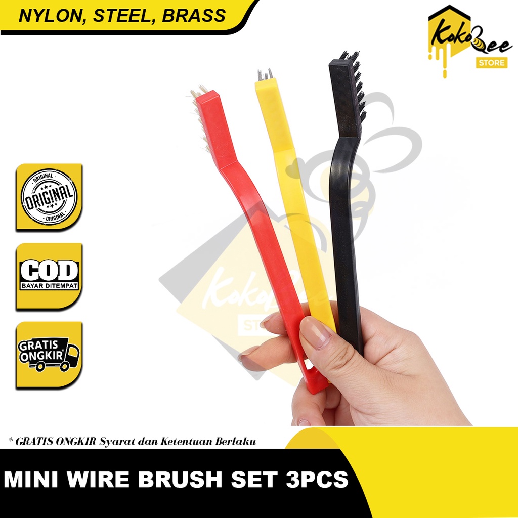 Jual Sikat mini set 3pcs rumah tangga dapur wire brush nylon baja ...
