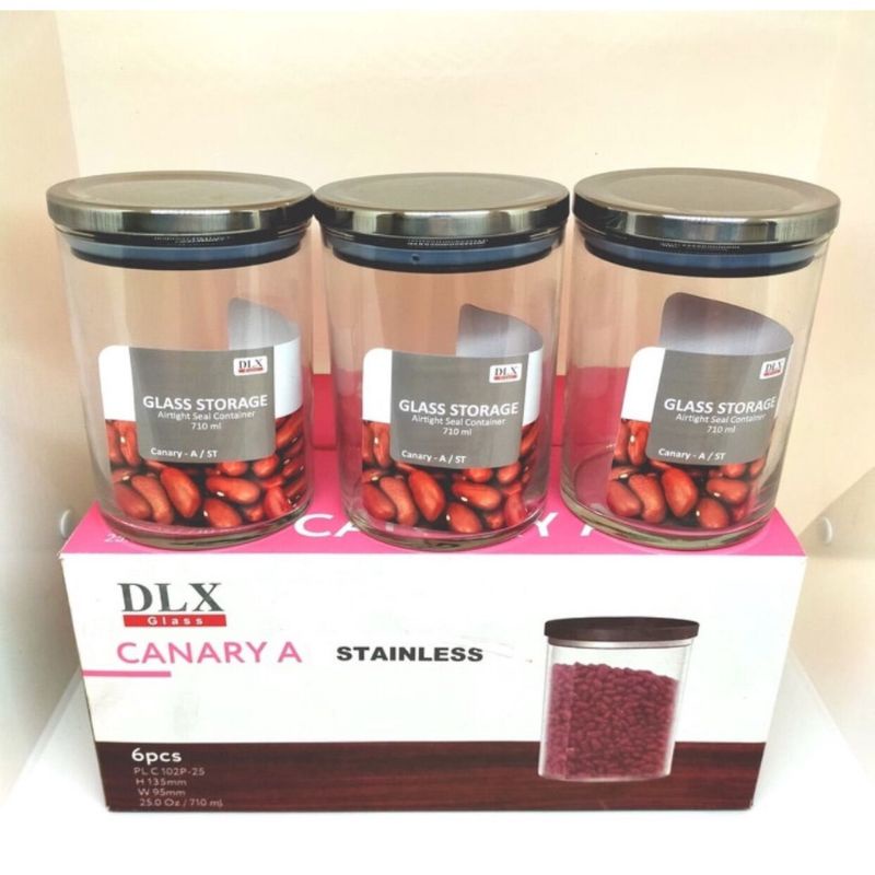Jual Toples Kaca Canary/Toples Kaca Kedap Udara/Toples Bening Tutup Stainless | Shopee Indonesia