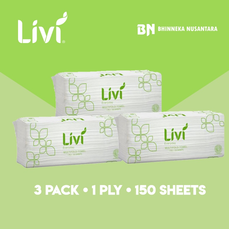 Jual [Triple Pack] Livi Everyday Hand Towel Tissue 150 Sheets - 3 Pack ...