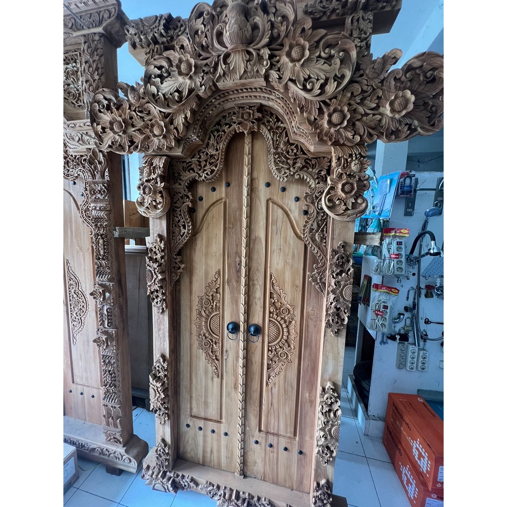 Jual pintu gebyok ukir still bali ukuran 120cm bahan kayu jati | Shopee ...