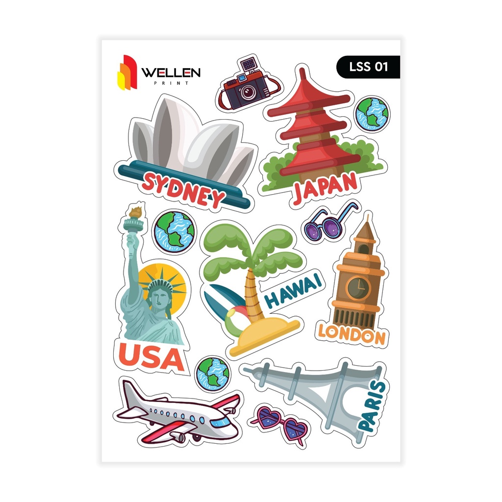 Jual WELLEN PRINT - Sticker Set Koper / Print Sticker Koper Travel ...