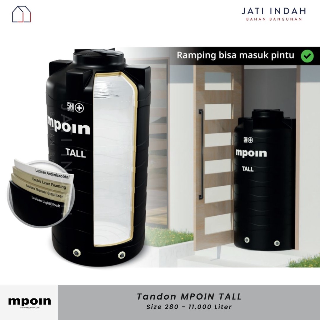 Jual MPOIN TALL STANDAR Tangki Air Ramping /Tandon/Toren 280 600 750 ...