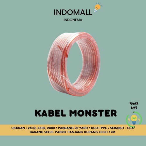 Jual kabel monster audio transparan/kabel serabut/kabel lampu/ kabel ...