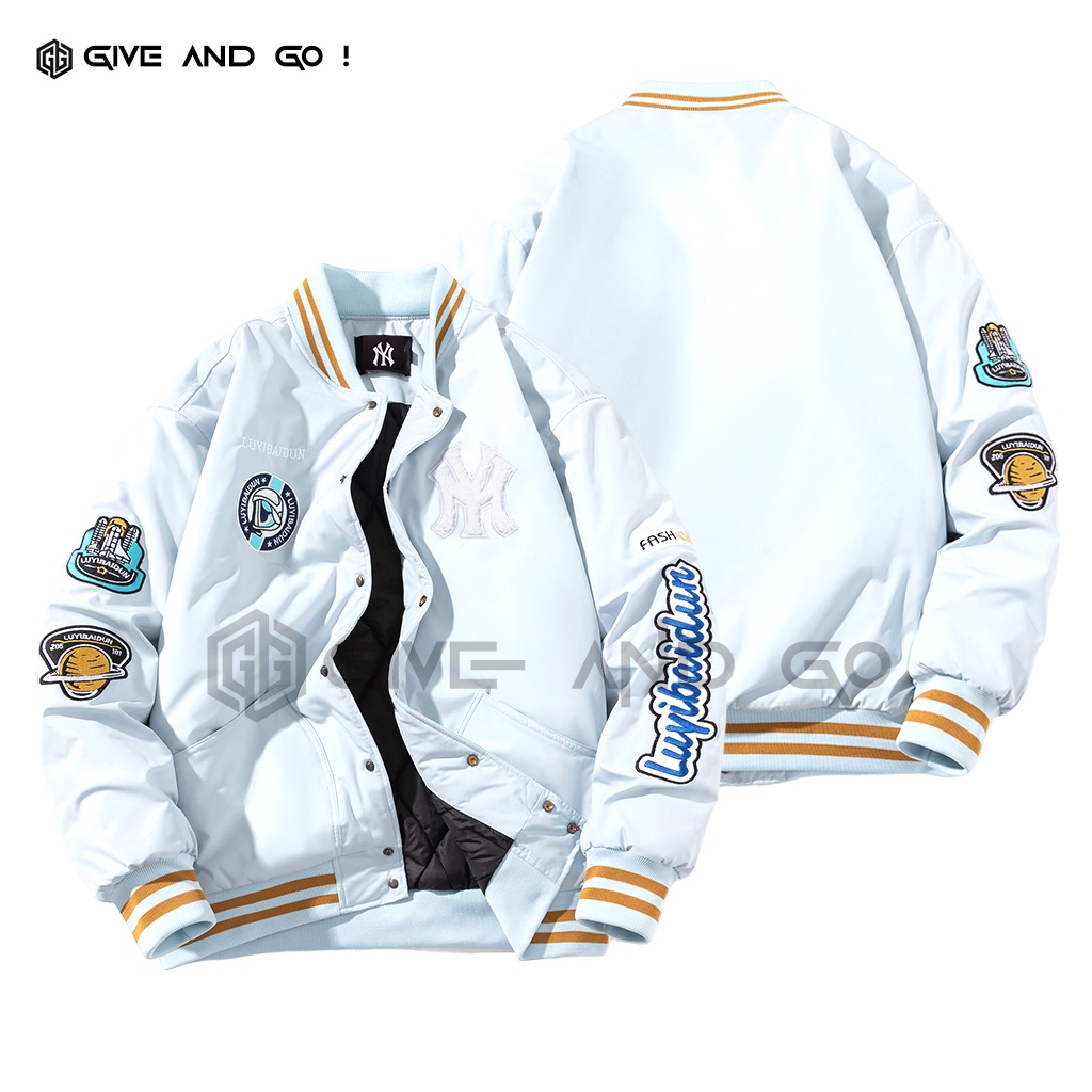 Jual Ready stok Jaket Baseball Putih Varsity Vintage Pria Wanita Bomber ...