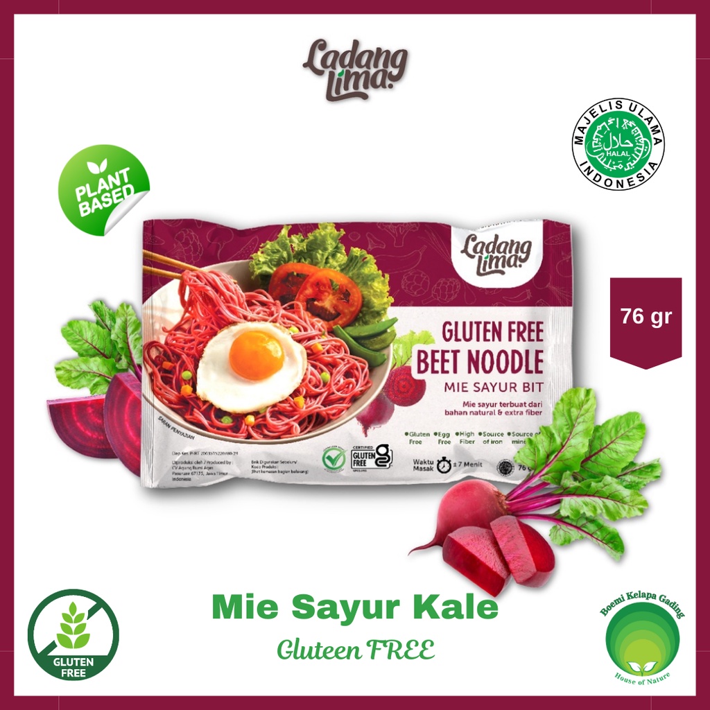 Jual Ladang Lima Mie Sehat Sayur Bit Gluten Free Veggie Noodle 76 gram ...