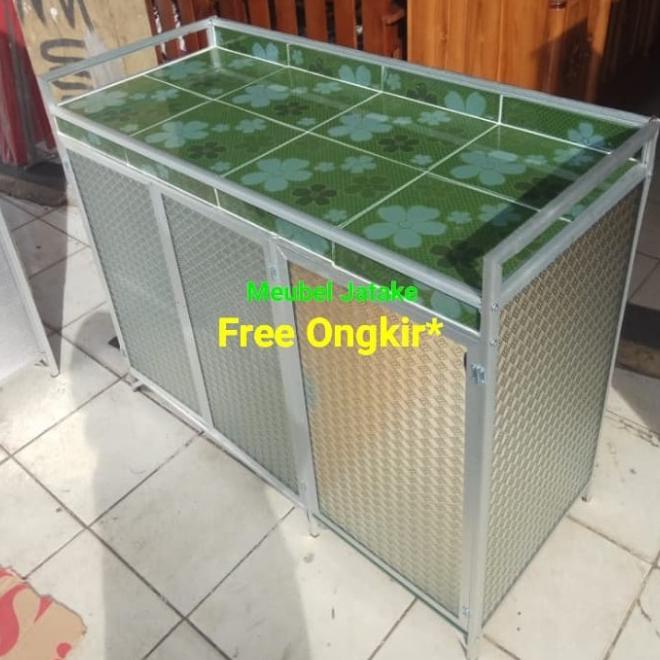 Jual Meja Kompor 3 Pintu + Rak Piring Dapur Model Rata Keramik ...