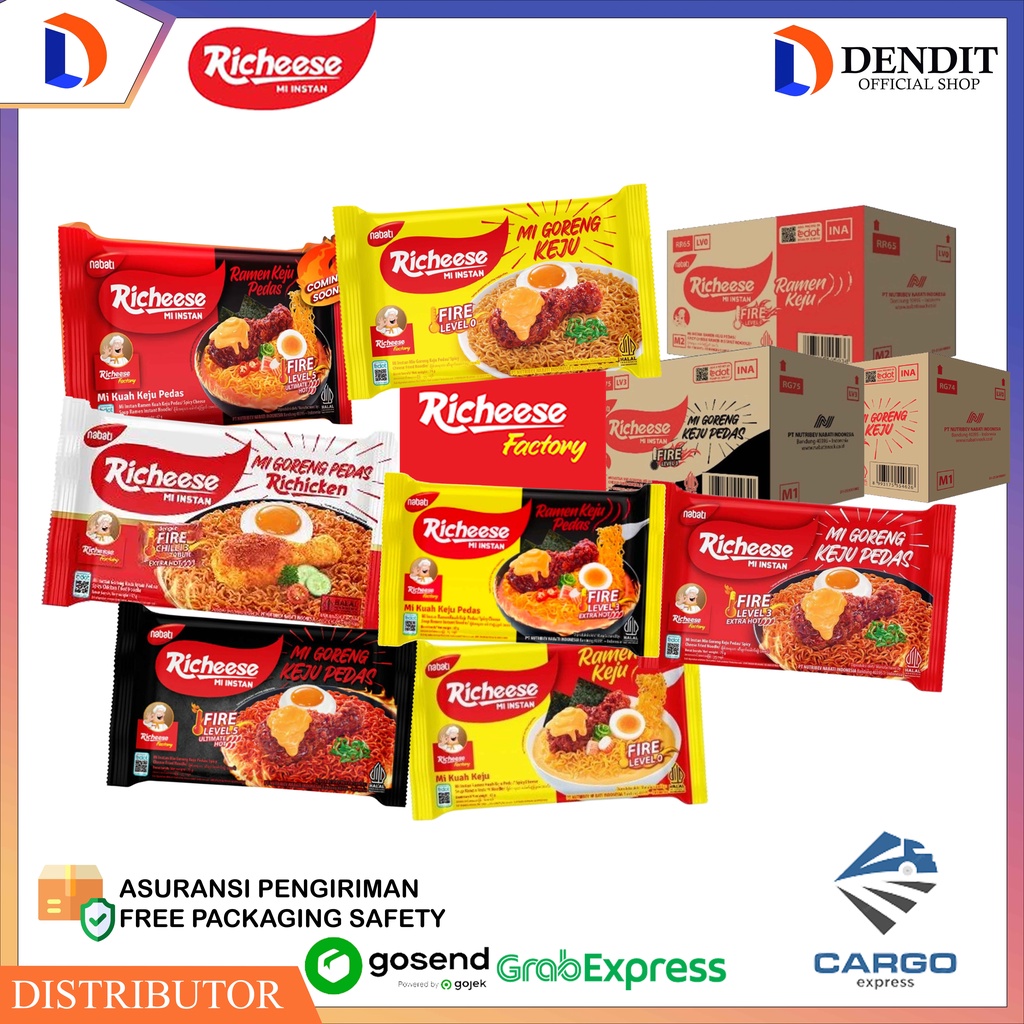 Jual Richeese Mie Goreng Keju Ramen Kuah All Varian level 0-5 - KARTON ...