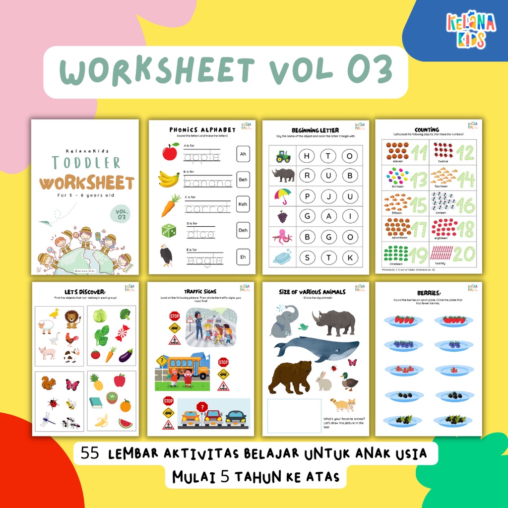 Jual Buku Printable Worksheet Bahasa Inggris 340 Lembar Kerja Calistung Anak TK PAUD File PDF ...