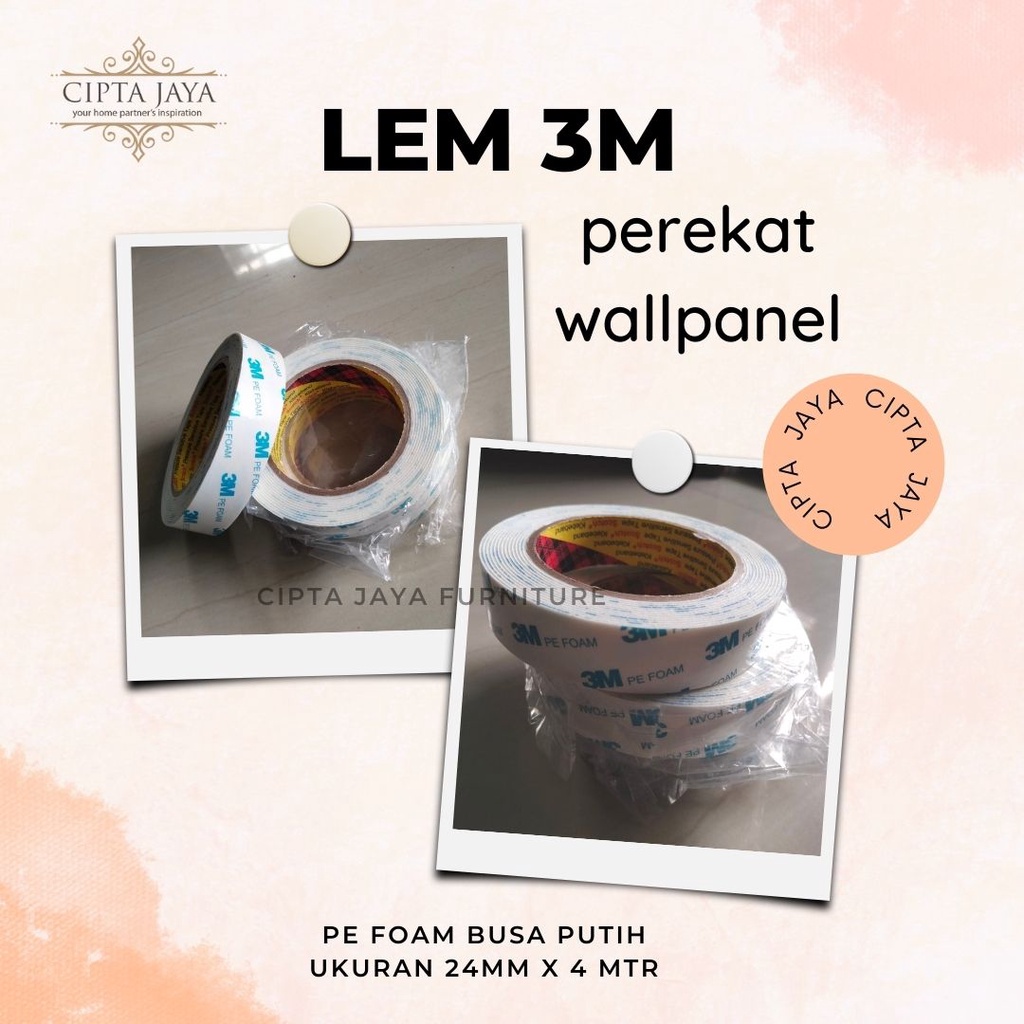 Jual Wallpanel Double Tape 3M Busa Putih - PE Foam Putih ukuran 24mm ...
