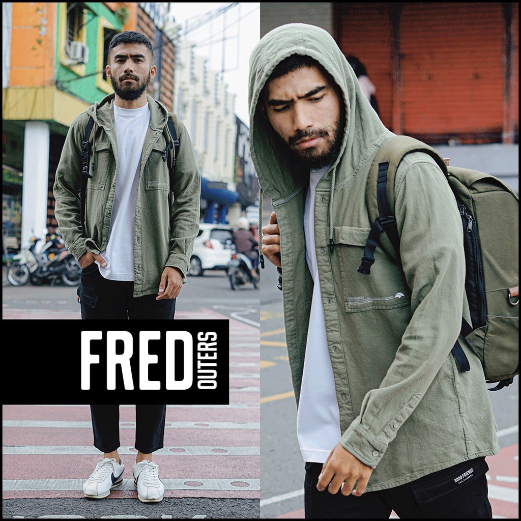 Jual GOODFRIENDS Hoodie Shirt Outer FRED Sage Green | Shopee Indonesia