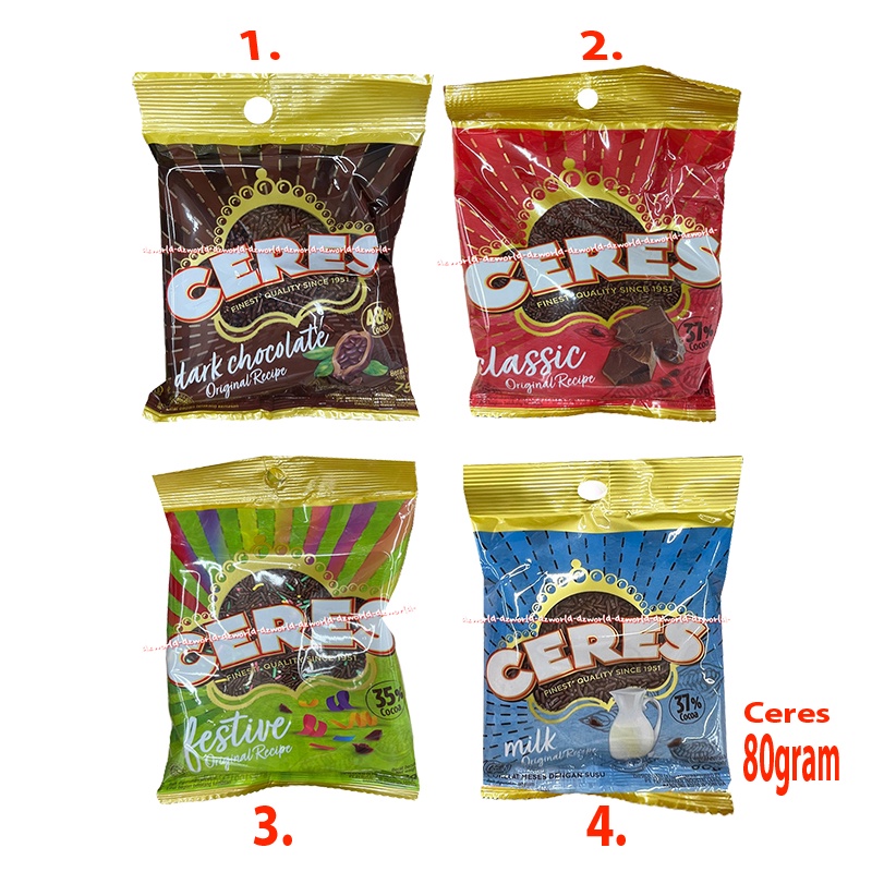 Jual Ceres 80gram Dark Chocolate Classic Festive Milk Biru Ceress ...