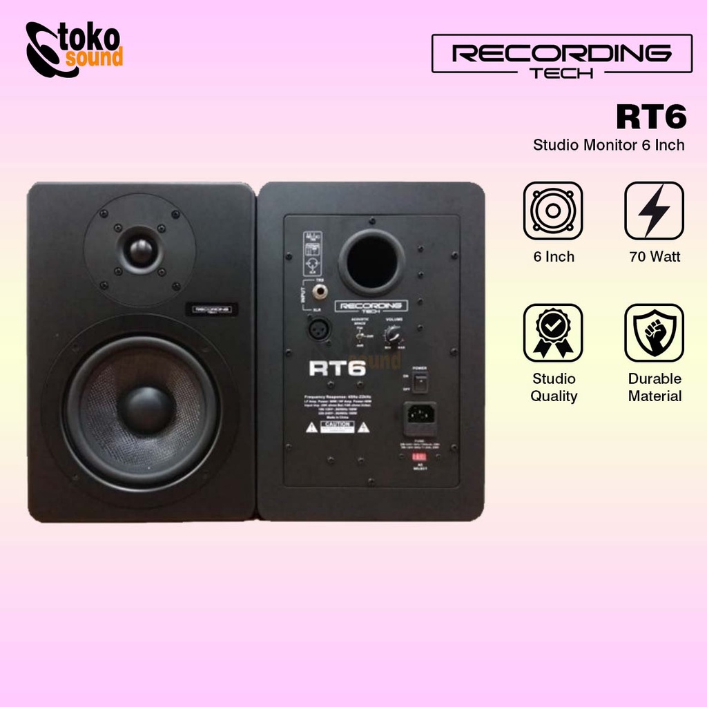Jual Recording Tech RT6 RT 6 - 6inch Speaker Flat Studio Monitor ...