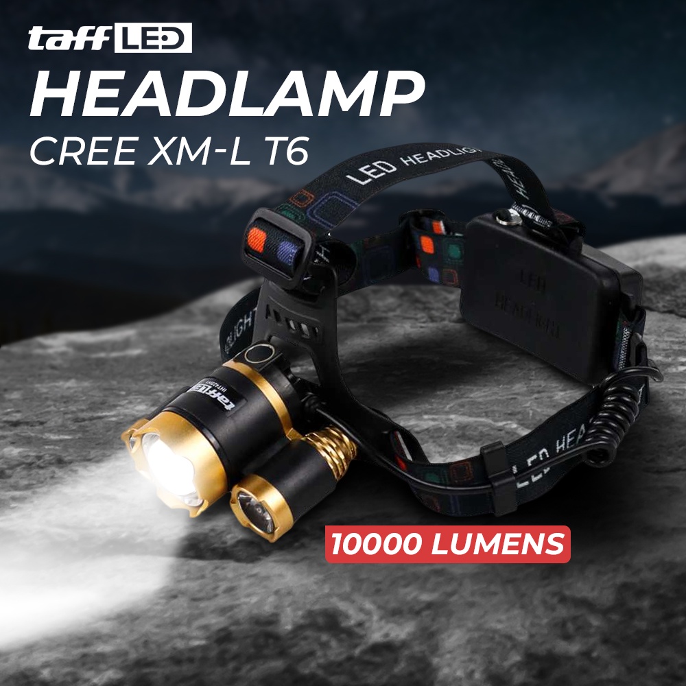 Jual LED Headlamp Cree XML T6 10000 Lumens - OMFL3AGD Golden | Shopee ...