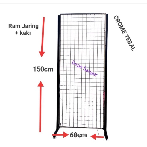 Jual RAK RAM JARING BESI CROME 60CM X 150CM + KAKI MUNDO BERDIRI ...