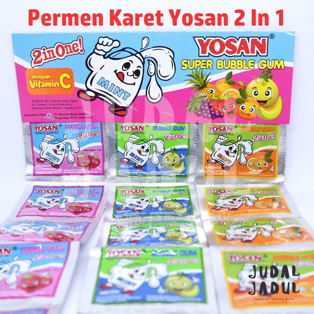 Jual PERMEN KARET YOSAN 2 IN 1 / PERMEN KARET YOSAN ISI 24pcs | Shopee ...