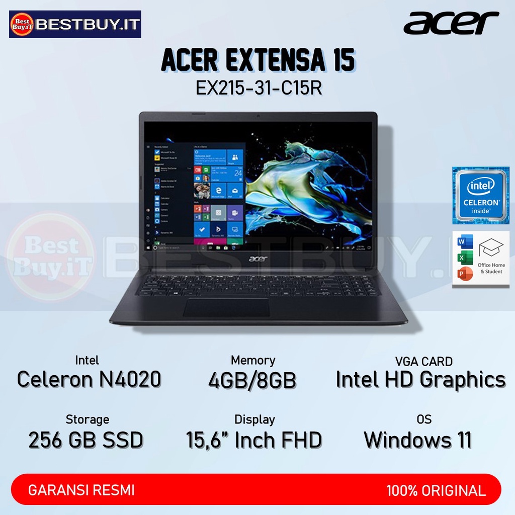 Jual ACER EXTENSA 15 EX215-31 C15R CELERON N4020 4GB 256GB 15.6" W11 ...