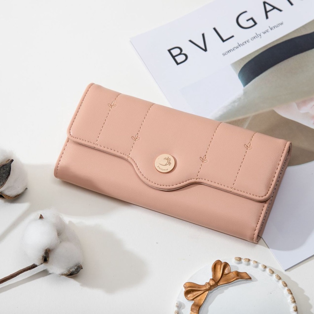 Jual DOMPET PANJANG WANITA LIPAT PRETTYZYS KULIT MURAH CEWEK PINK ...