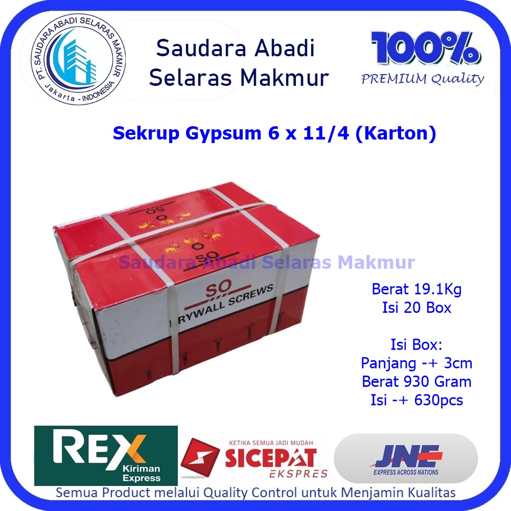 Jual Scrup gipsum / Drywall Screw 6 x 11/4 Inch (20Kg) | Shopee Indonesia
