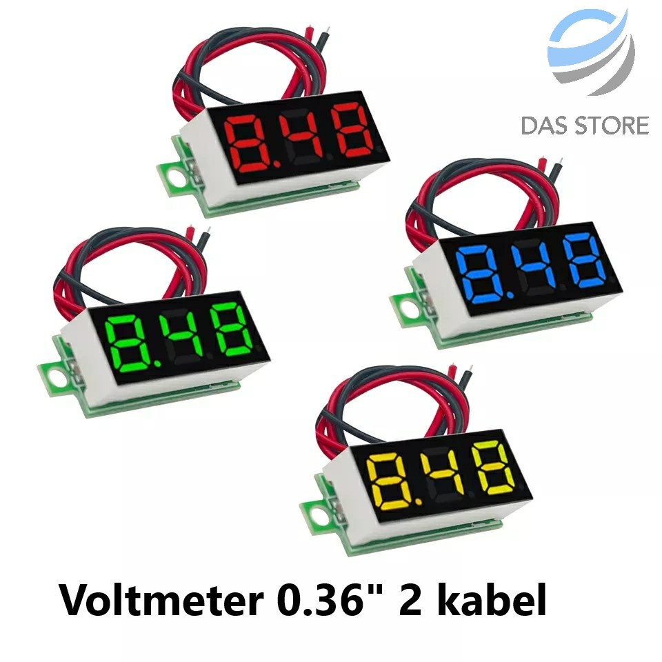 Jual Voltmeter digital mini 0.36 inch 2 kabel 3 digit 4-30 V DC tanpa ...