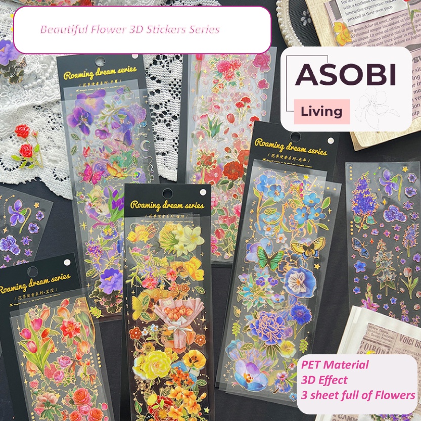 Jual STIKER/STICKER MOTIF BUNGA CANTIK TIGA DIMENSI DEKORASI DIY ...