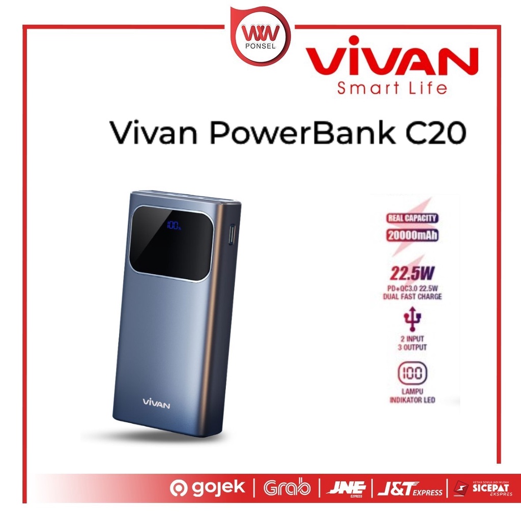 Jual Vivan Power Bank VPB-C20 Powerbank 20000mAh 3 Output Fast Charging ...