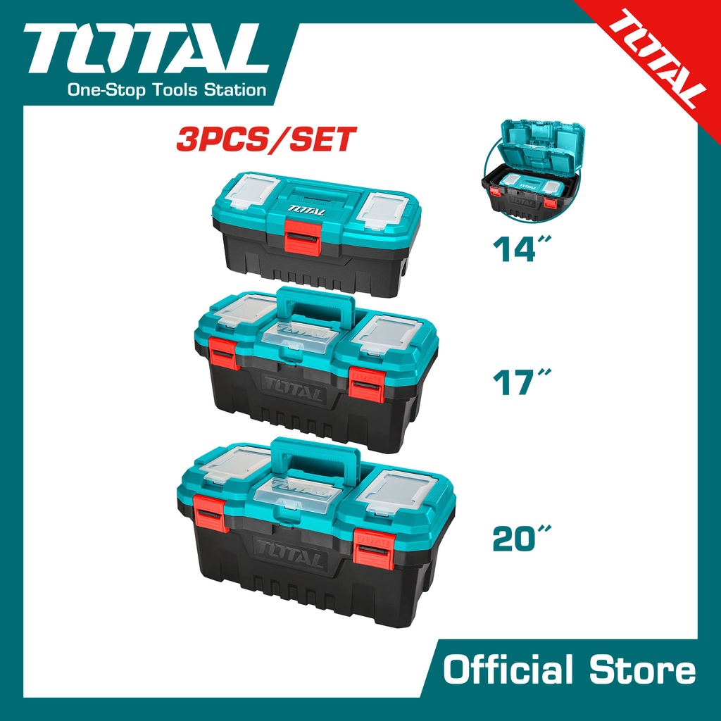 Jual 3 Pcs plastic tool boxes body set 14"/17"/20" TOTAL TPBXK0031 | Shopee Indonesia