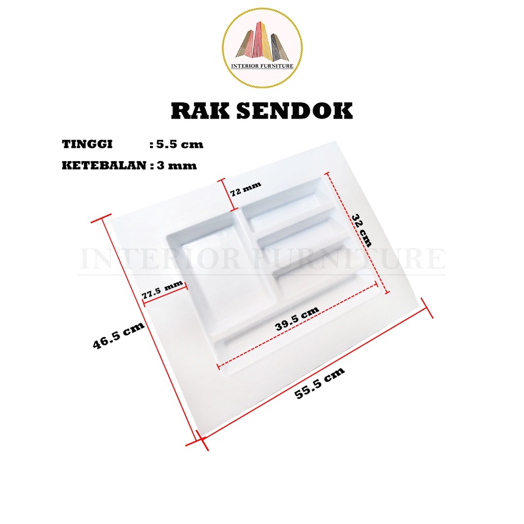 Jual Rak Sendok Kitcen set Drawer Putih Doff 55.5 x 46.5 x 5, Rak Sekat ...