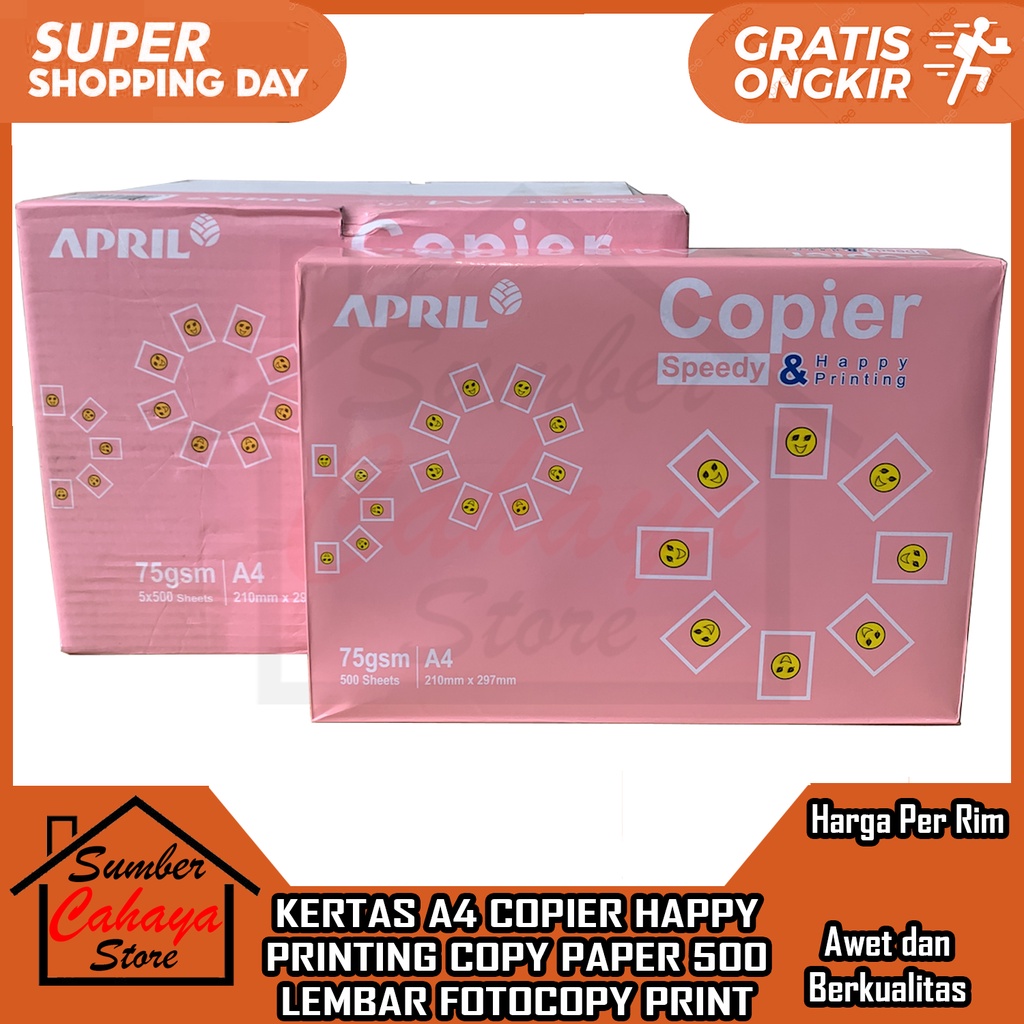 Jual April Kertas Hvs A4 April Copier Happy Printing 75gsm 1 Rim 500 ...