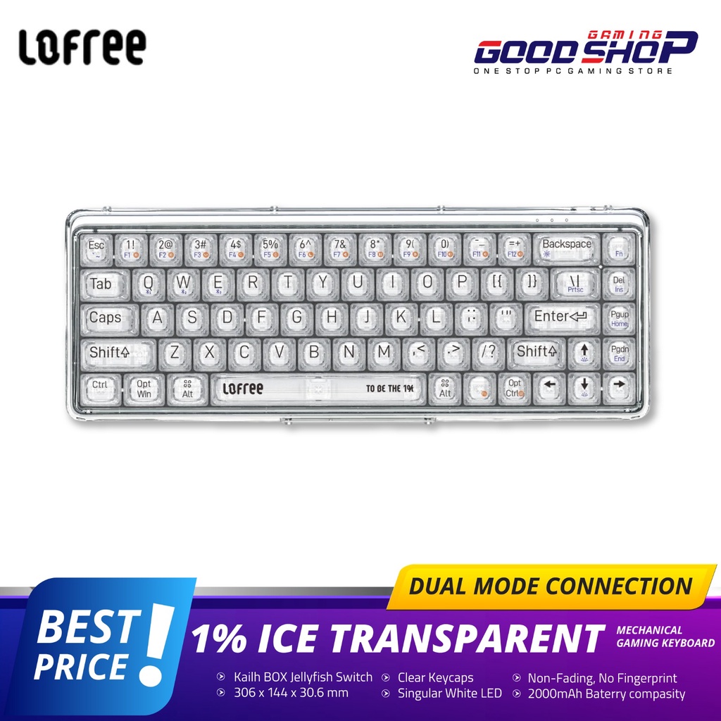 Jual LOFREE 1% Transparent Mechanical keyboard / LOFREE 1% ICE | Shopee ...