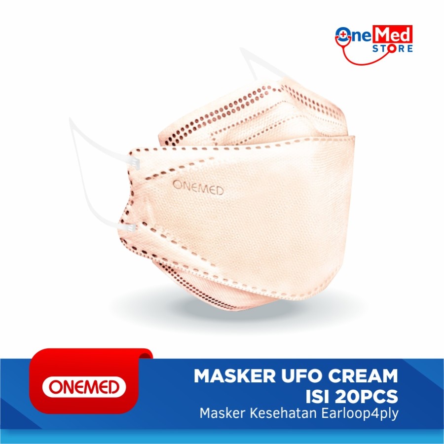 Jual Masker Karet UFO Cream 3D OneMed 4ply Box isi 20pcs OB | Shopee ...