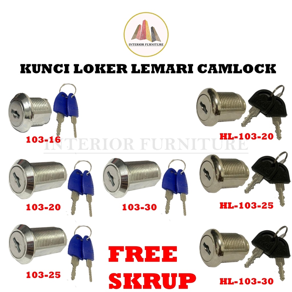 Jual Kunci Loker Kait Cam Lock Camlock 103 / Locker / Lemari Free Sekrup | Shopee Indonesia