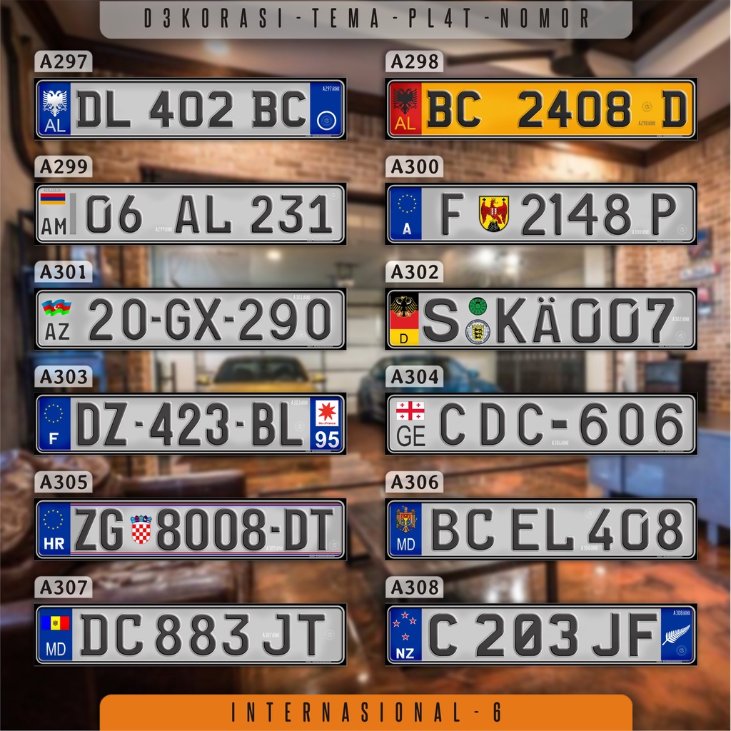 Jual INTERNASIONAL 6 - Pajangan / hiasan dinding tema plat nomor eropa ...