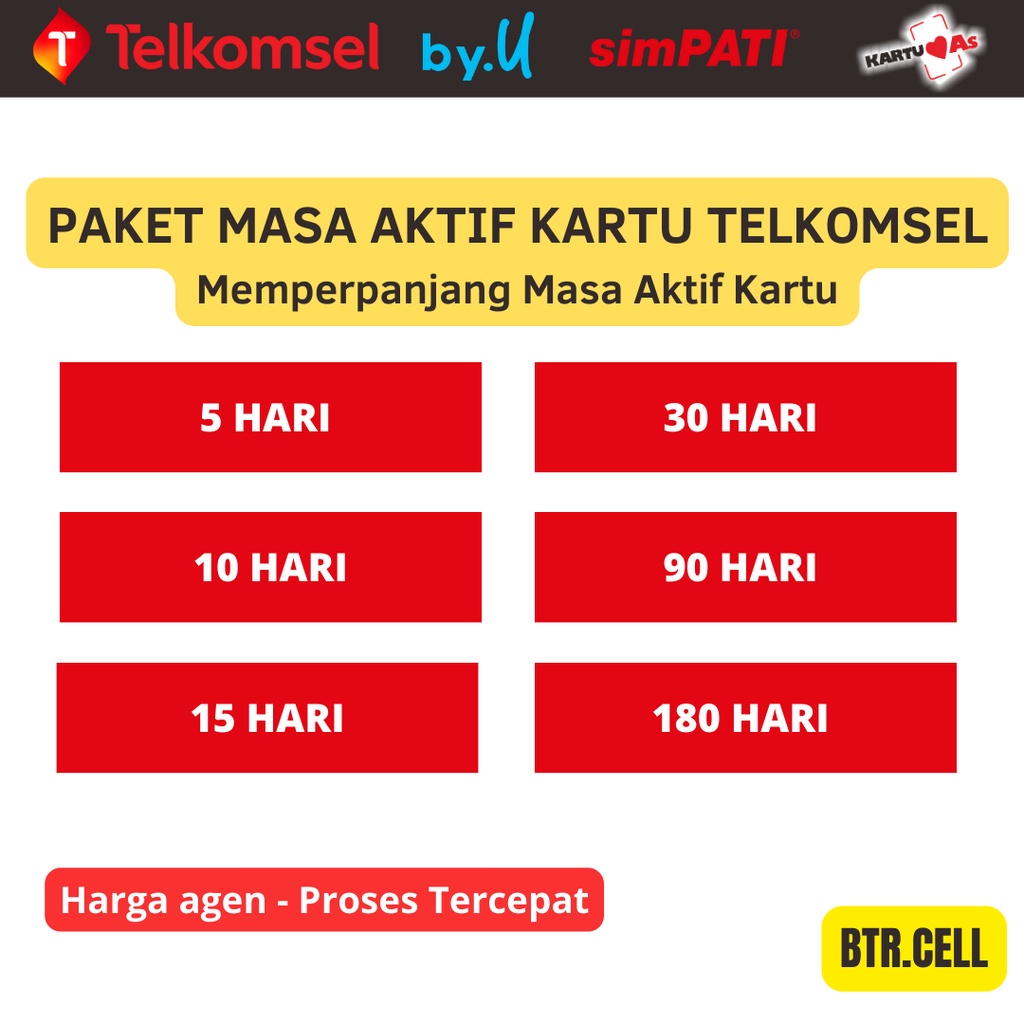 Jual PAKET PERPANJANGAN MASA AKTIF KARTU TELKOMSEL SIMPATI AS LOOP BYU ...