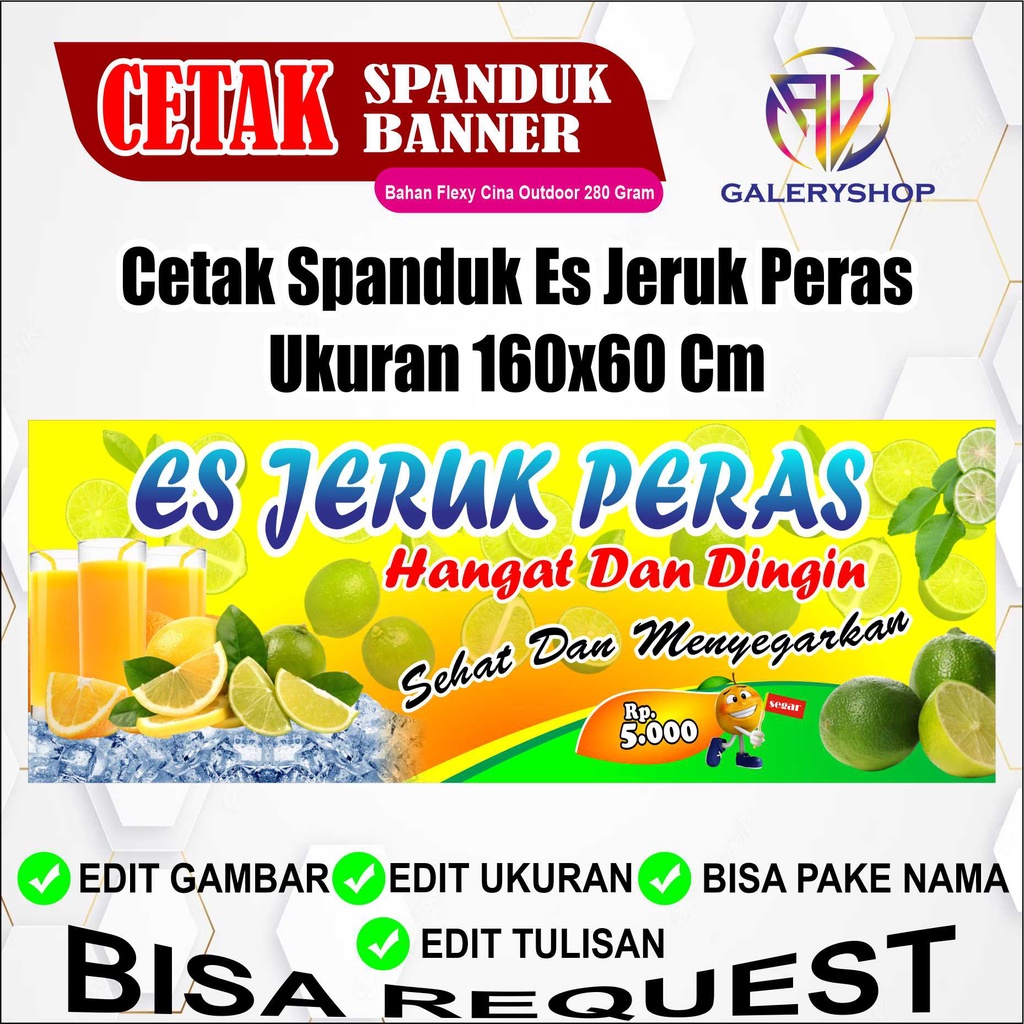 Jual cetak spanduk banner jualan es jeruk peras nyamping custom dll ...