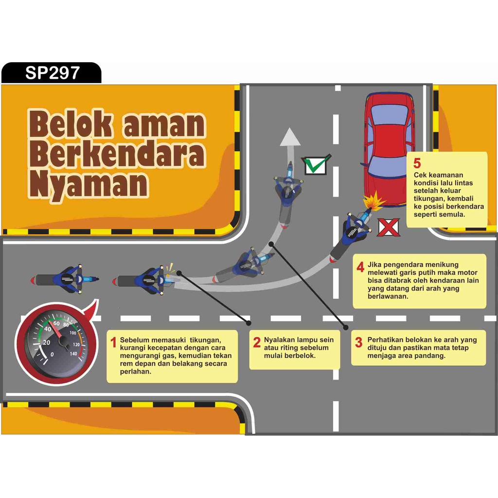 Jual SP297 Poster K3 Safety A2 - Belok Aman Berkendara Nyaman | Shopee Indonesia