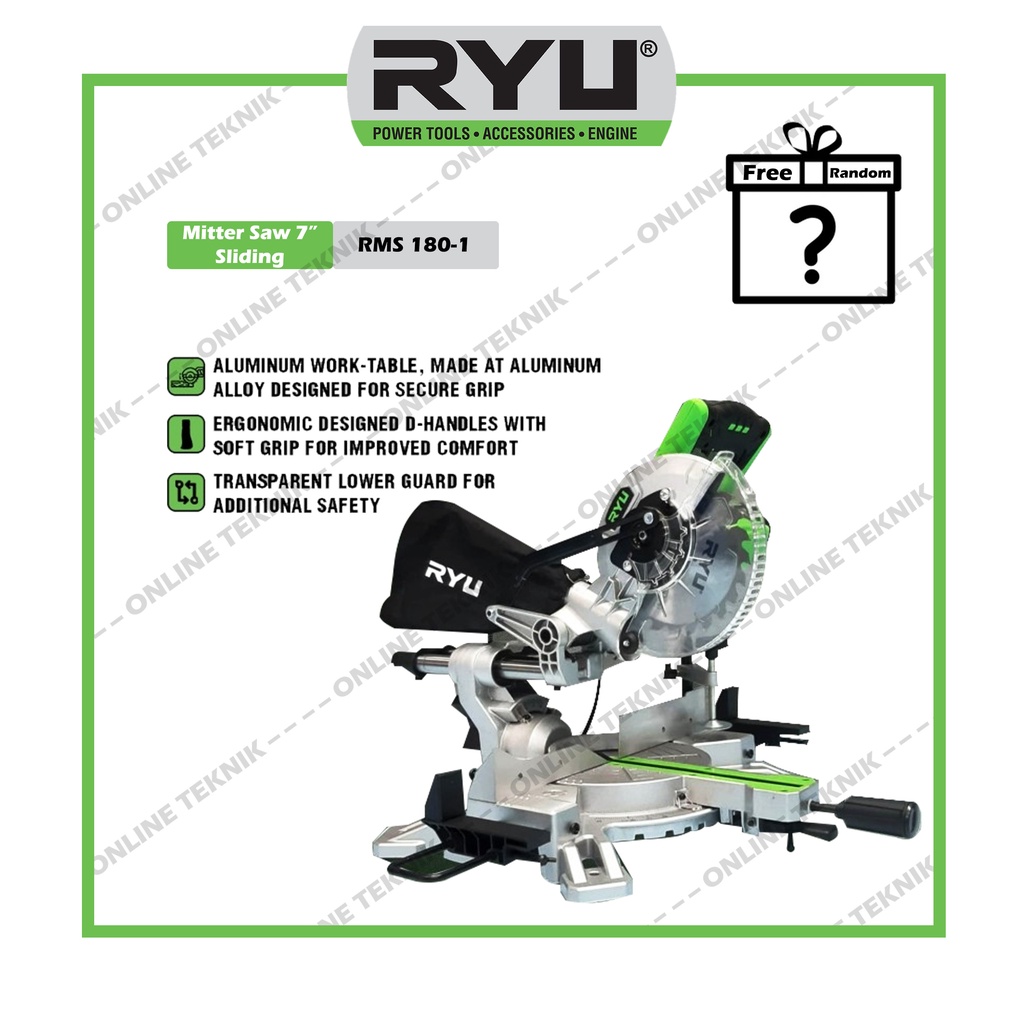 Jual RYU Miter Saw RMS 180-1 Sliding 7 inch / Mesin Potong Alumunium ...