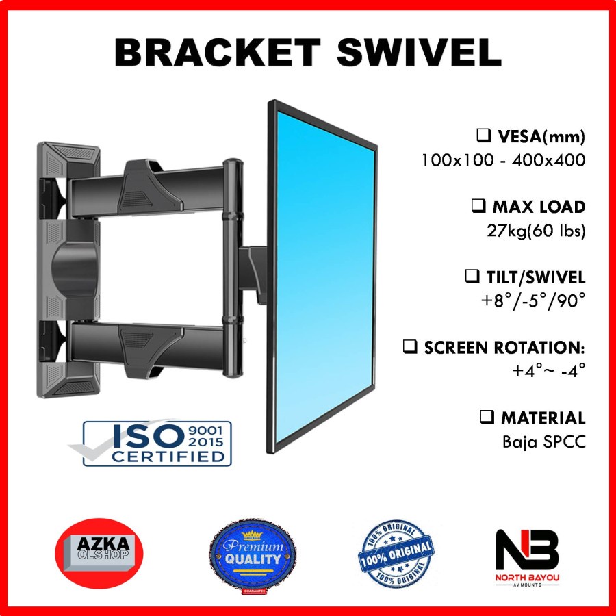 Jual Bracket/Breket/Braket Swivel Lengan TV LED NB P4 NBP4 55 43 40 32 ...