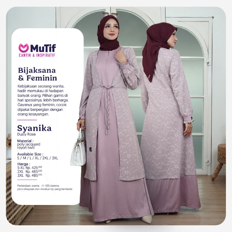 Jual MuTif 100% ORI | Syanika Dusty Rose - Barely | Gamis MuTif | Dress ...