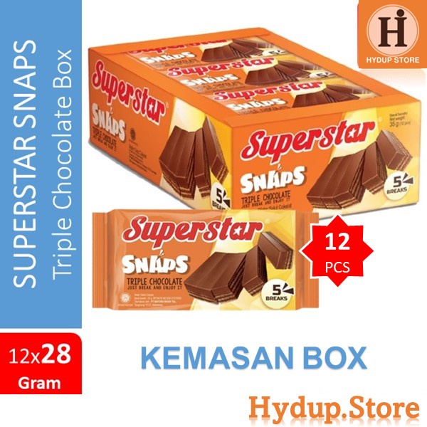 Jual Superstar Snaps 5 Breaks Wafer Cokelat Kemasan Box isi 12 Kemasan ...