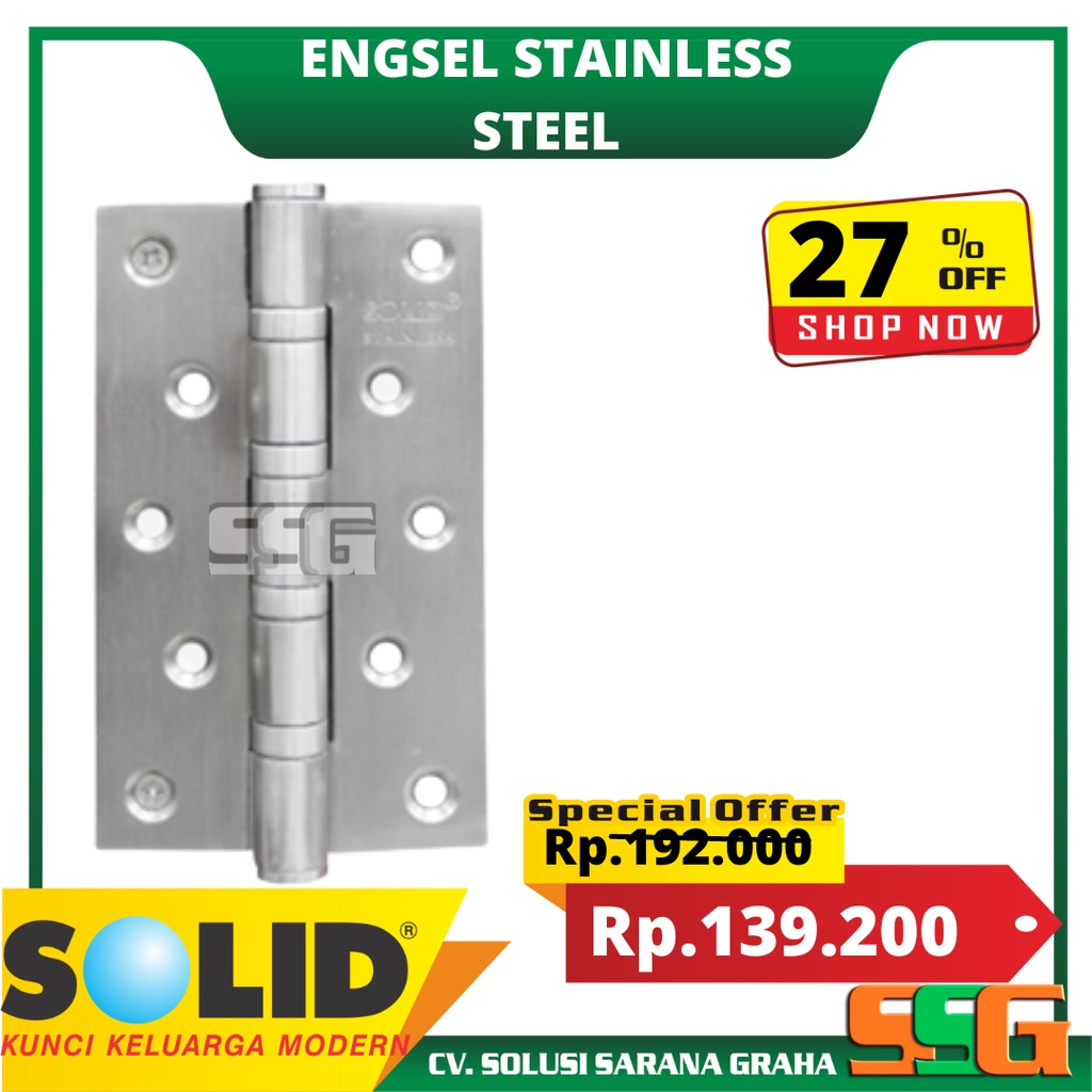 Jual Engsel Stainless steel SOLID / SLD 18 5X3X3 4BB US32D Engsel Pintu ...