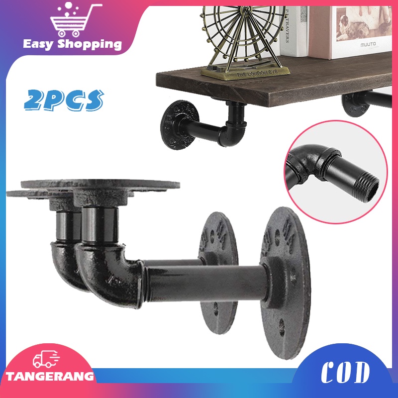 Jual 8 x 15cm Vintage Retro Shelf Bracket Iron Industrial dengan flange ...