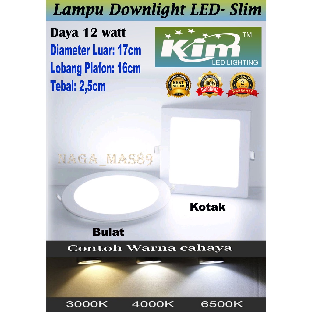 Jual Lampu Downlight LED 12 watt - Bulat & Kotak ( KIM-MBD-003/008 ...