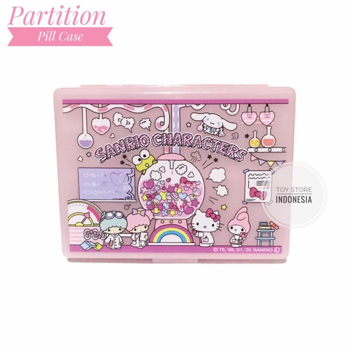 Jual Terlaris Original Sanrio Characters Pink Partition Pill Case Box ...