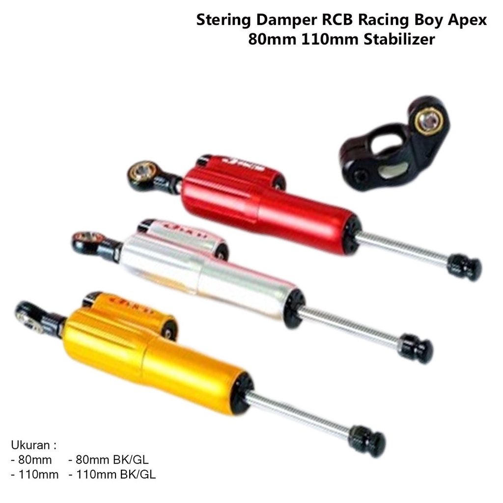 Jual Steering Damper RCB Racing Boy Apex 80mm 110mm Stabilizer | Shopee ...